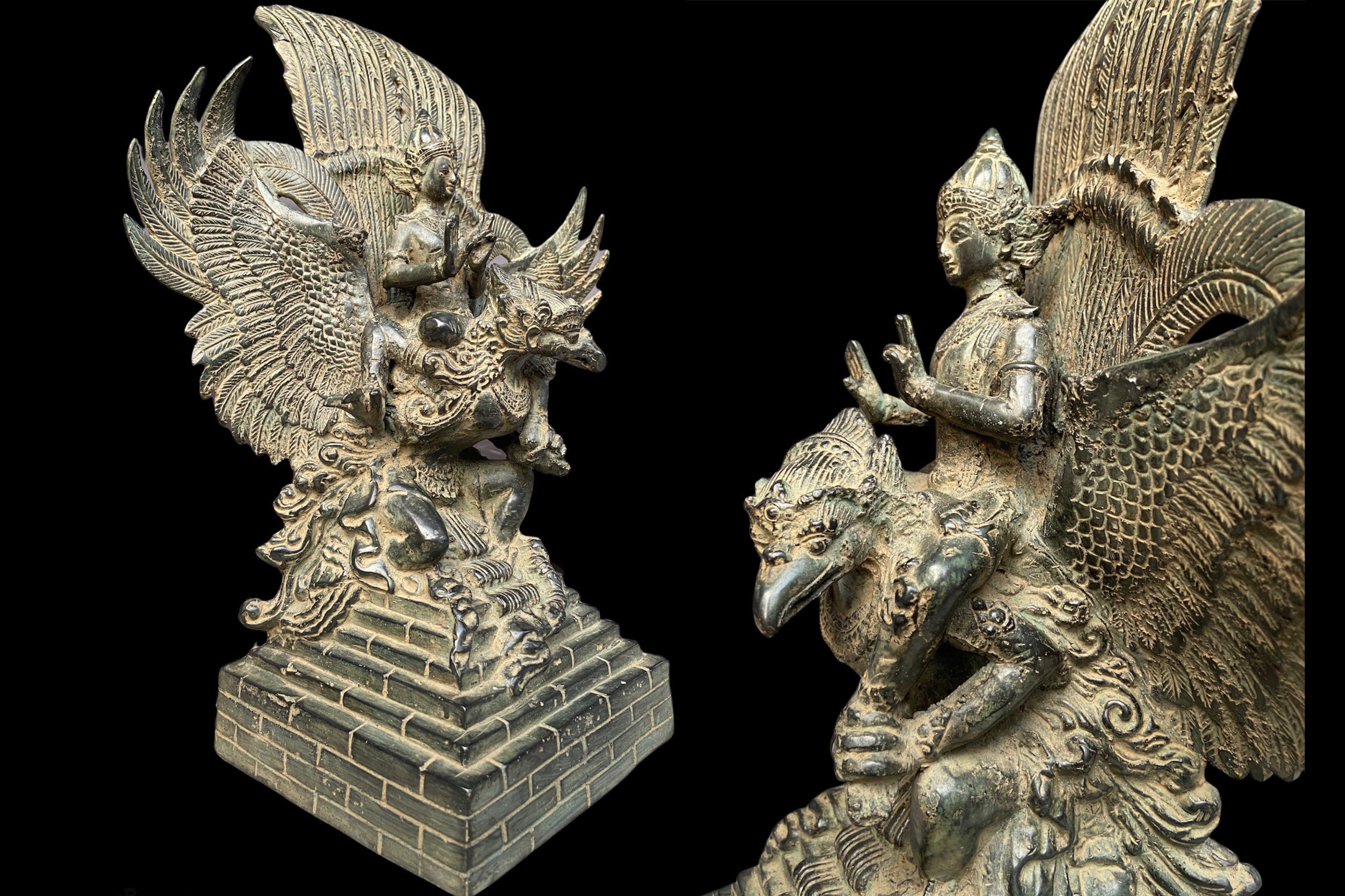 Vishnu Garuda Bronze Statue 35.5CM Vishnu Figurine Vishnu - Etsy
