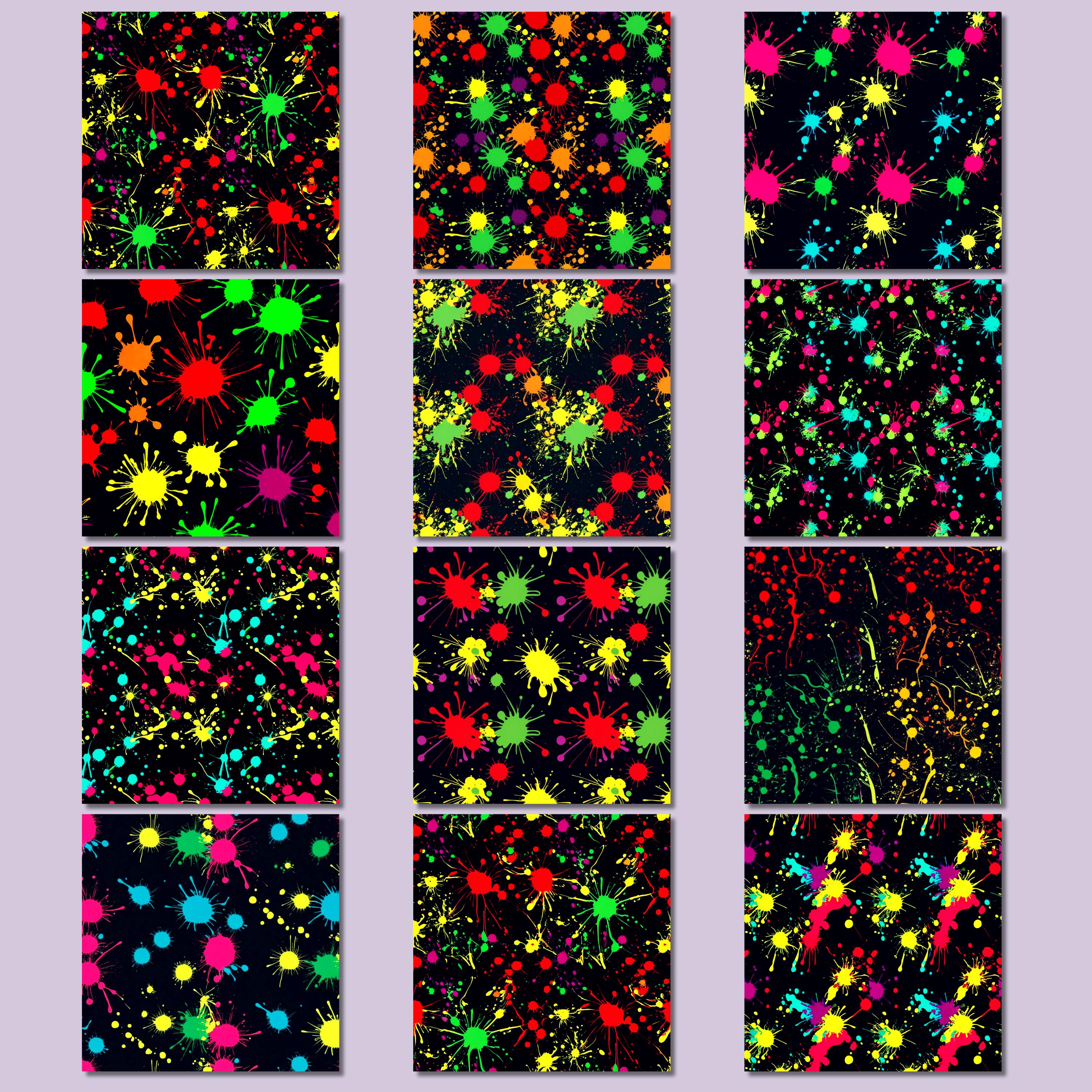 Neon Paint Splatters Digital Paper, Seamless Digital Paper PNG, Neon ...