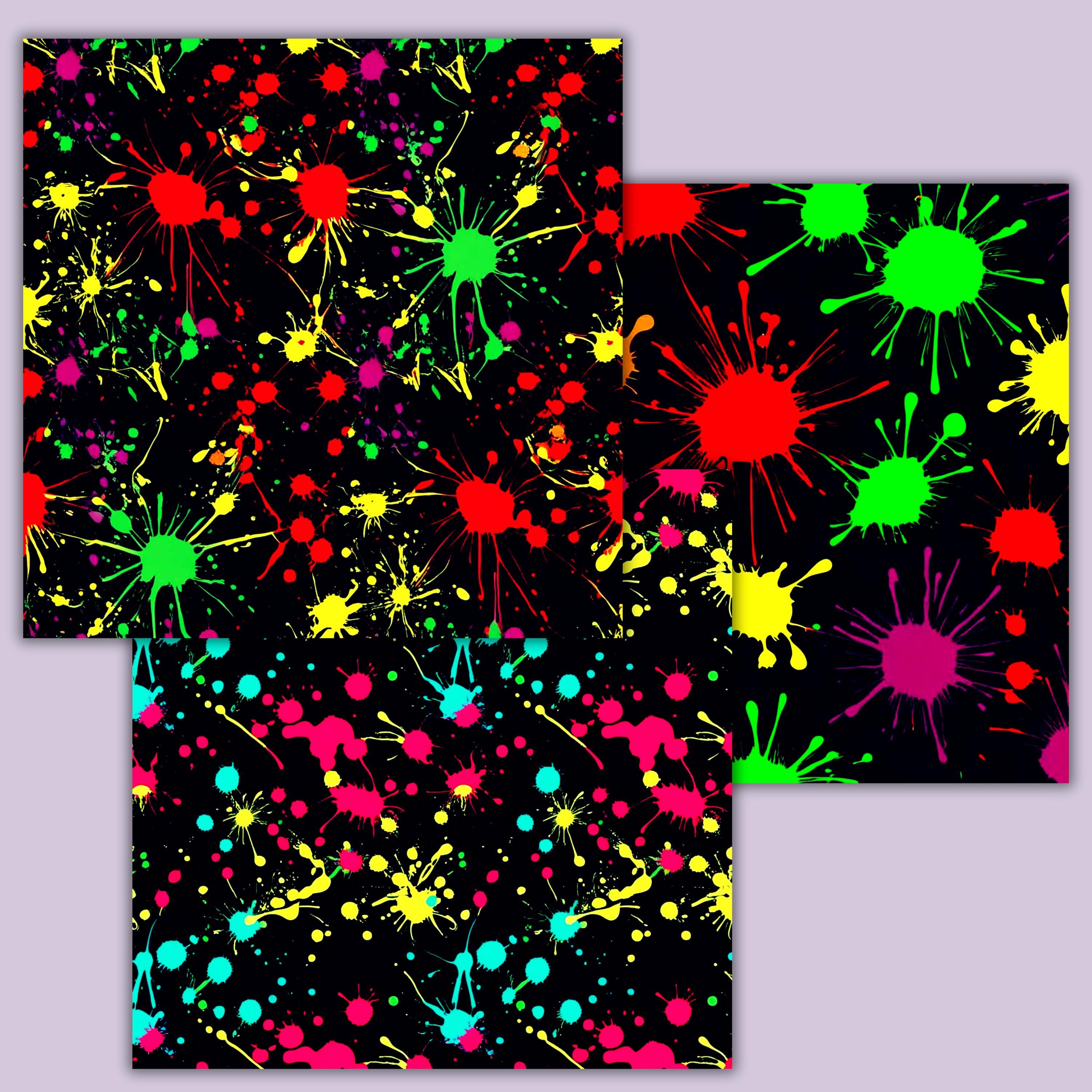 Neon Paint Splatters Digital Paper, Seamless Digital Paper PNG, Neon ...