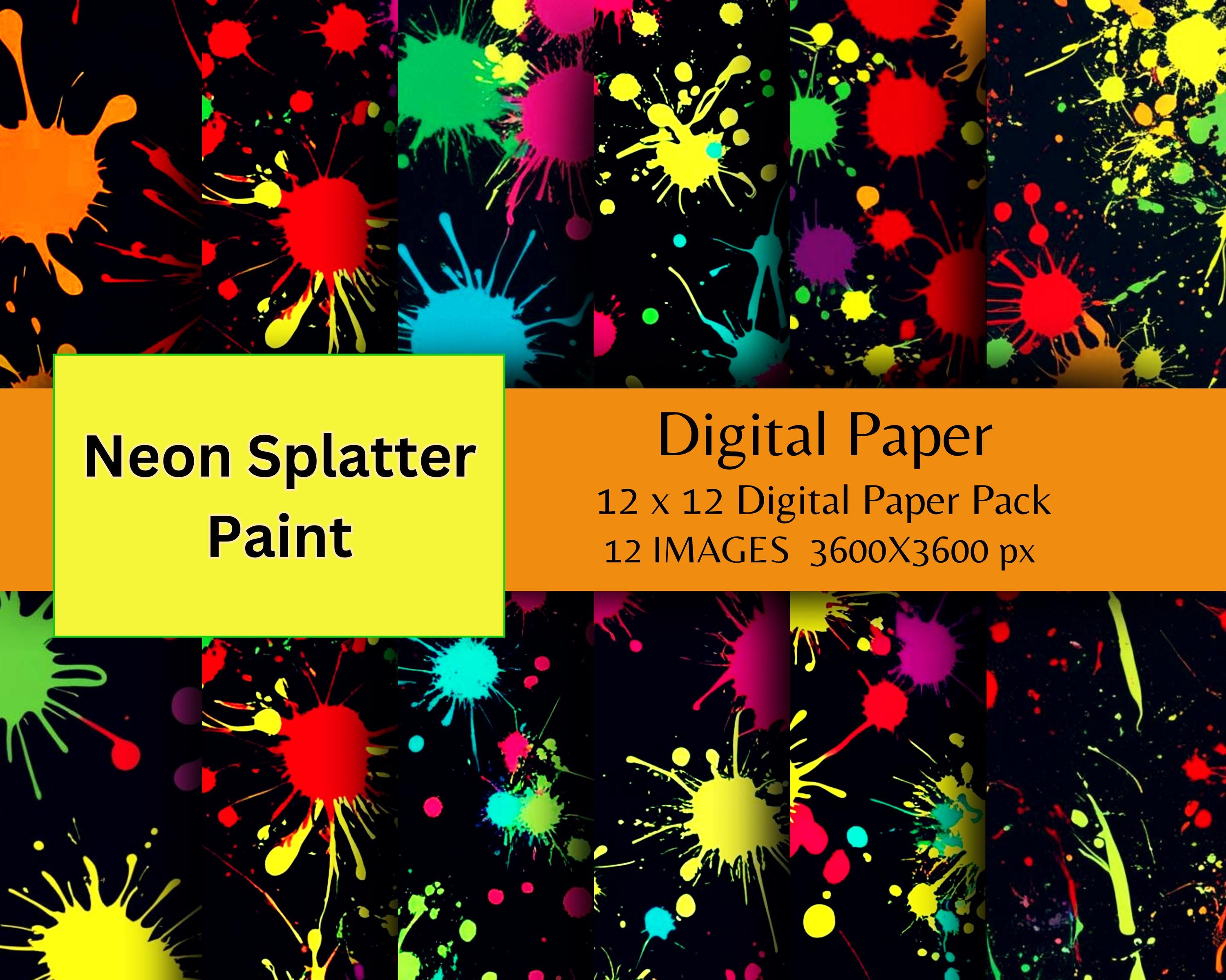 Neon Paint Splatters Digital Paper, Seamless Digital Paper PNG, Neon ...