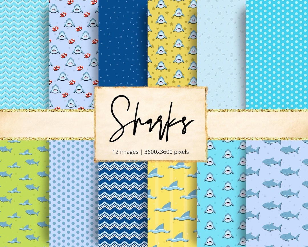 Sharks Digital Paper, Ocean, Fins, Great White Shark, Marine, Swim ...
