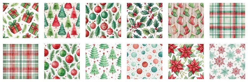 Christmas Digital Paper, Holiday, Festive, Jolly, Santa Claus, Winter ...