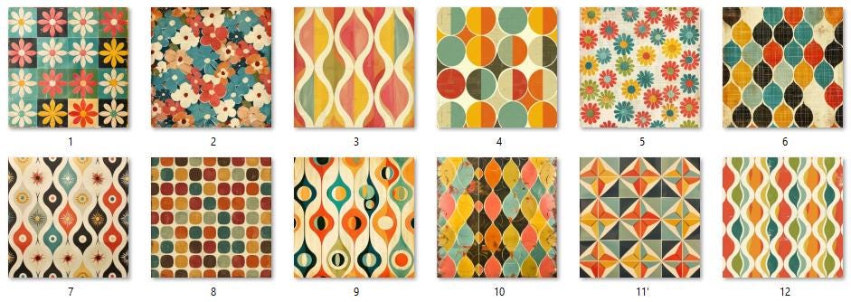 Retro Midcentury Digital Paper, Mid Century Modern, 50s Pattern, 1950s ...