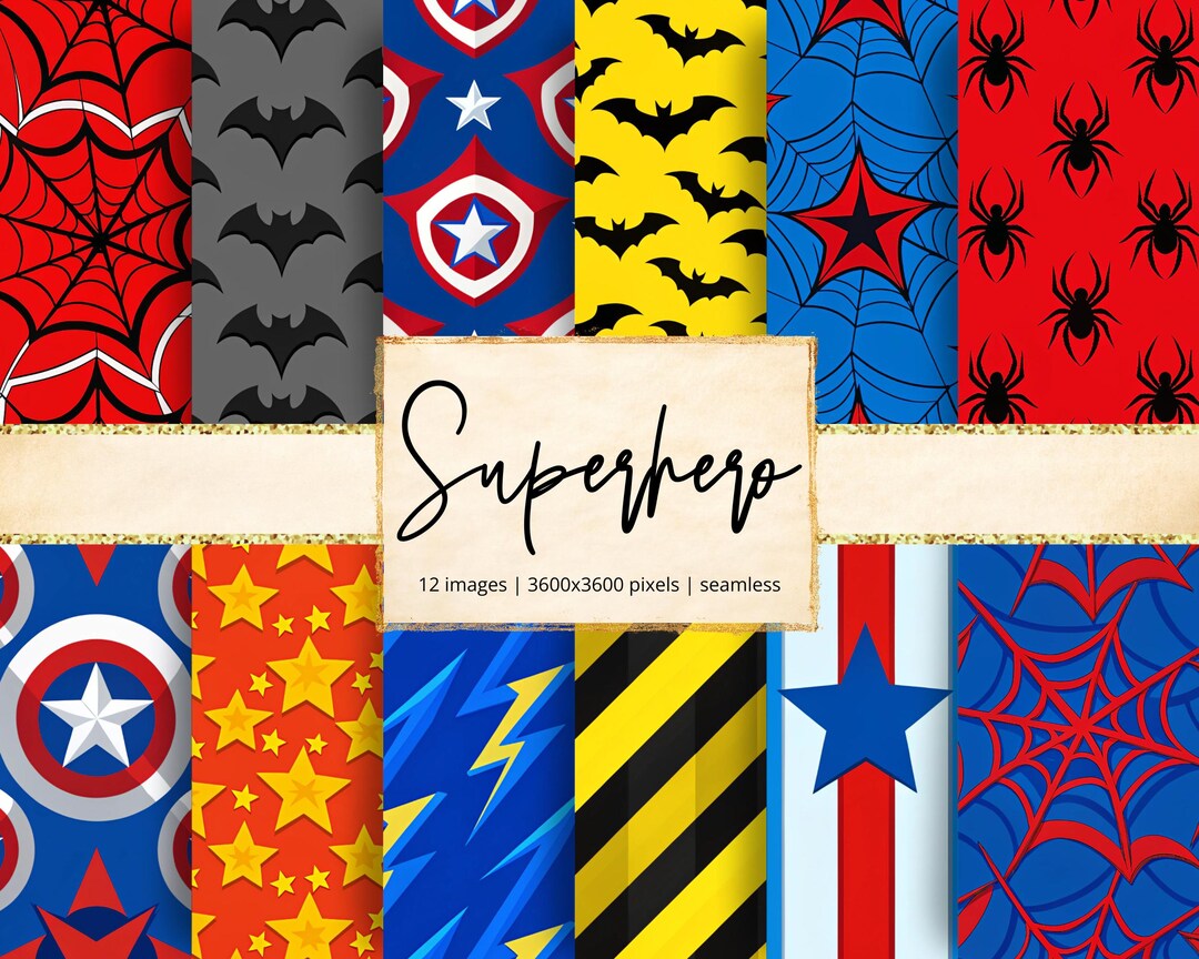 Superhero Digital Paper, Hero, Villain, Comic, Action, Powers, Kids ...