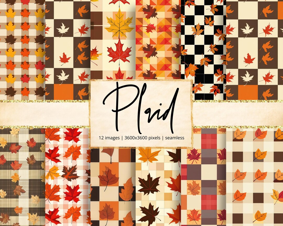 Fall Autumn Plaid Digital Paper, Tartan, Checkered, Buffalo Check ...
