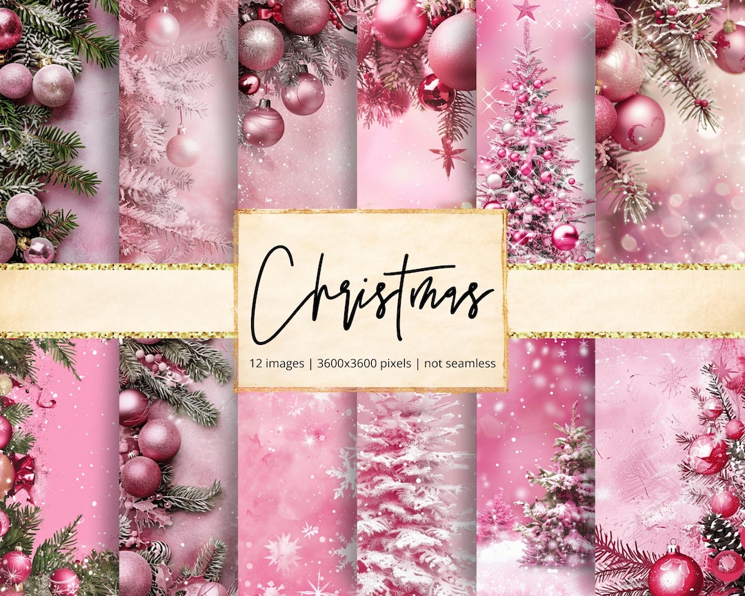 Pink Christmas Digital Paper, Holiday, Festive, Jolly, Santa Claus ...