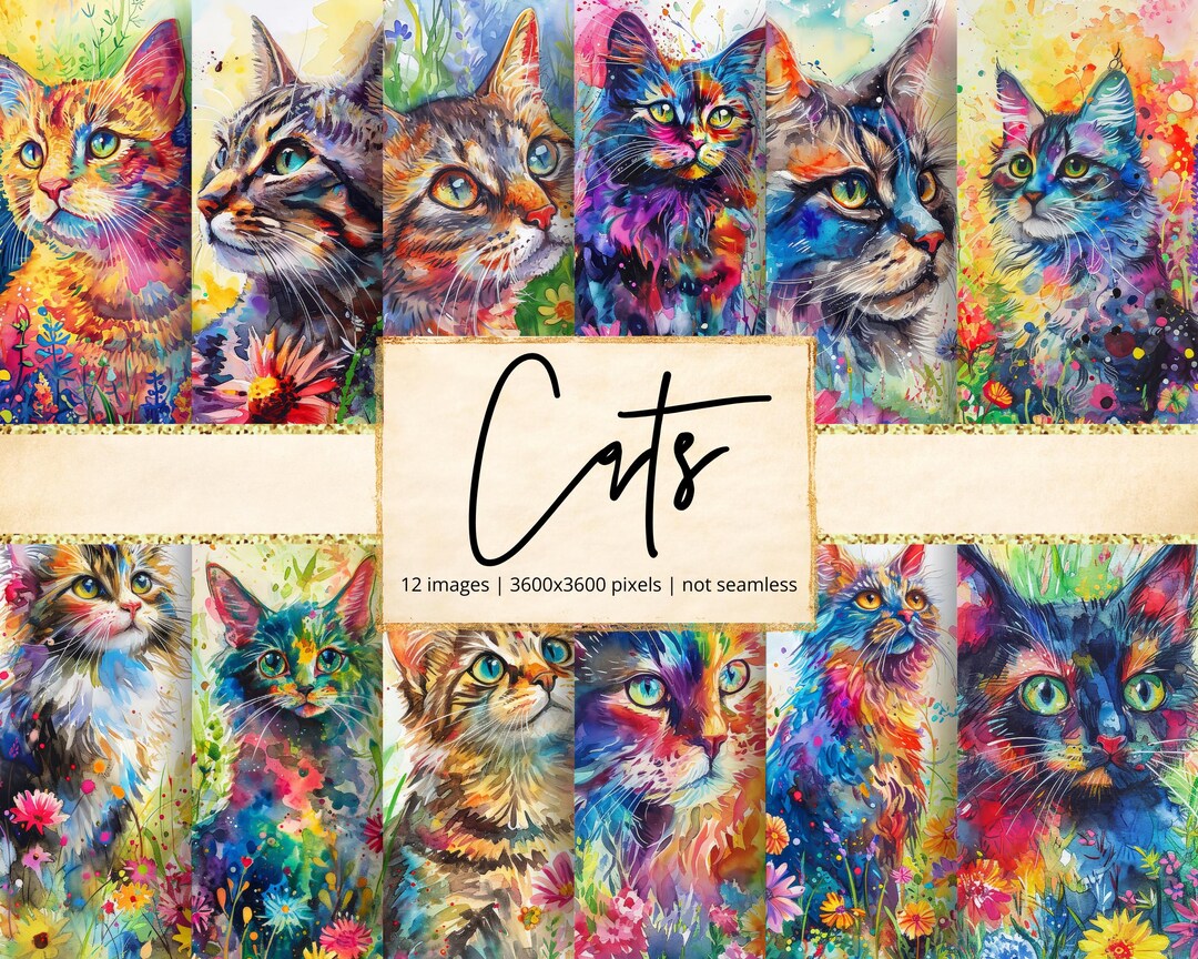 Cat Digital Paper, Kitten, Meow, Pet, Feline, Cats, Cute, Animals ...