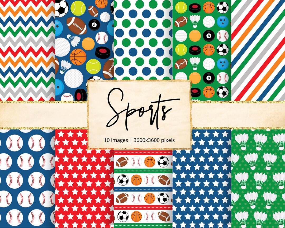 Sports Digital Paper, Football, Tennis, Soccer, Golf, Baseball ...