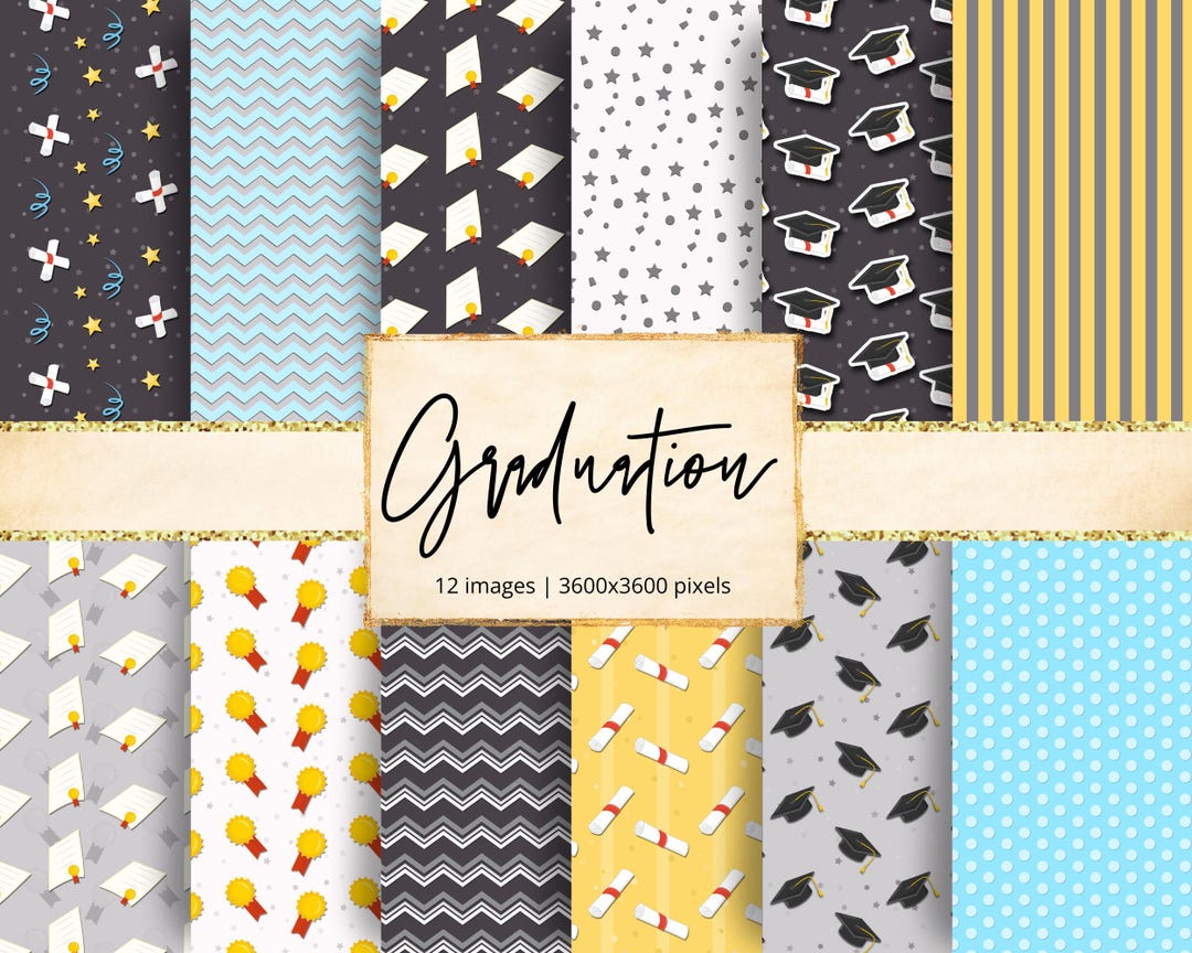 Graduation Digital Paper, Diploma, Cap and Gown, Ceremony, Degree ...