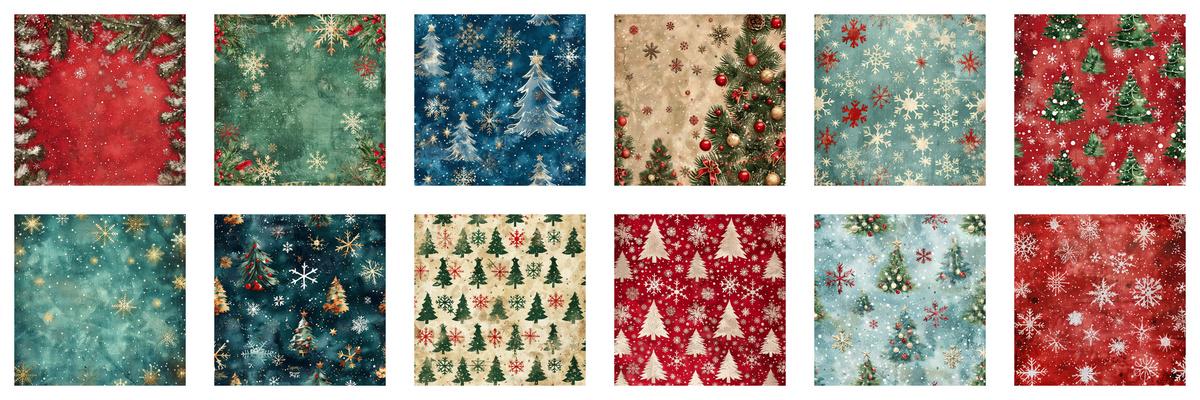 Christmas Decor Digital Paper, Holiday, Festive, Jolly, Santa Claus ...