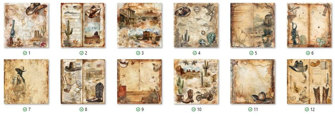 Western Cowboy Junk Digital Paper, Wild West, Vintage Cowboy, Ranch ...