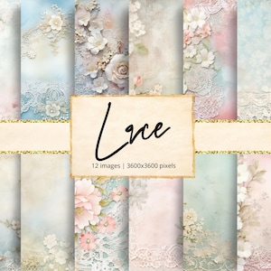 Vintage Lace Digital Paper, Antique Lace, Fabric, Ivory, French ...