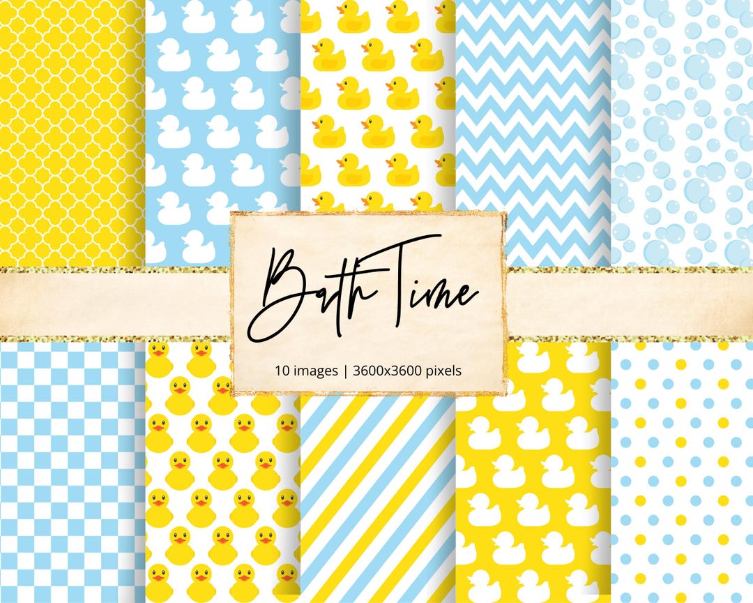Bath Time Digital Paper, Rubber Duck, Duckies, Bathtub, Bathroom ...