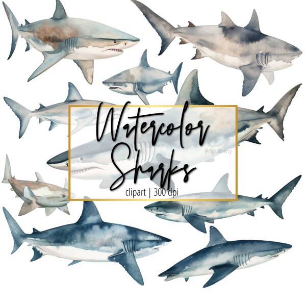 Shark Clipart - Etsy