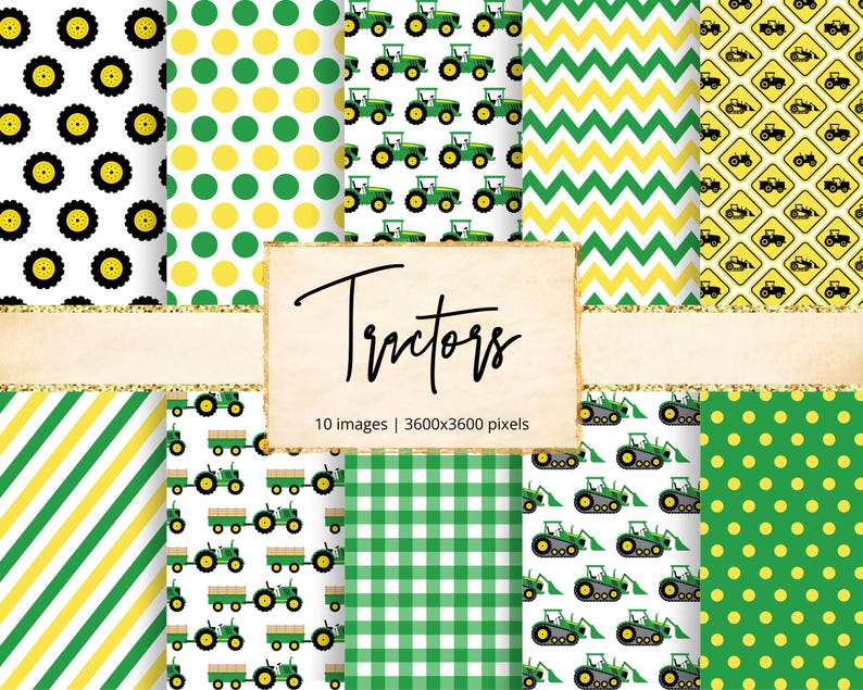 Tractors Digital Paper, Farm, Mower, Wheels, Agriculture, Green Tractor ...