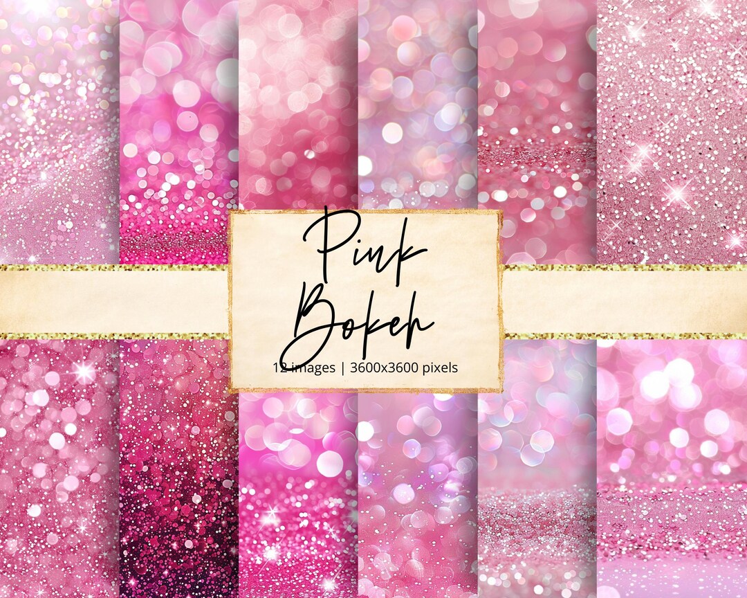Pink Bokeh Digital Paper, Pink Glitter, Pink Sparkles, Pink Foil, Pink ...