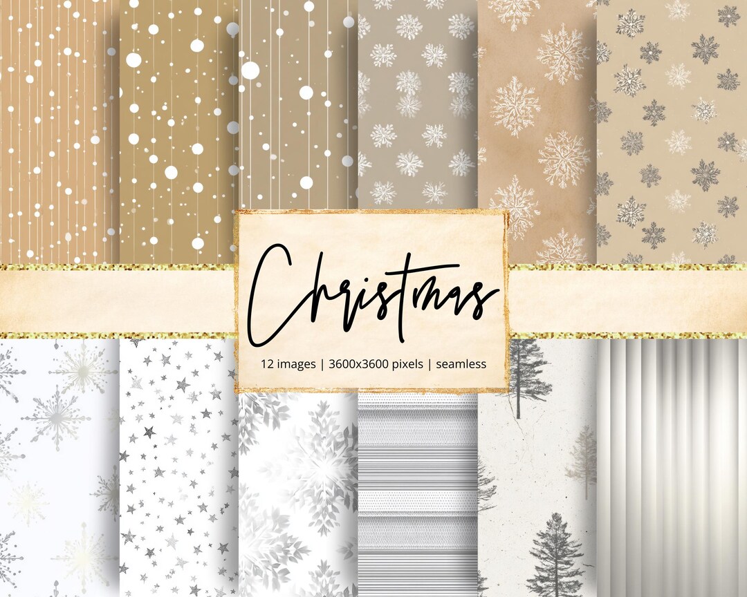 White Christmas Digital Paper, Holiday, Festive, Jolly, Santa Claus ...