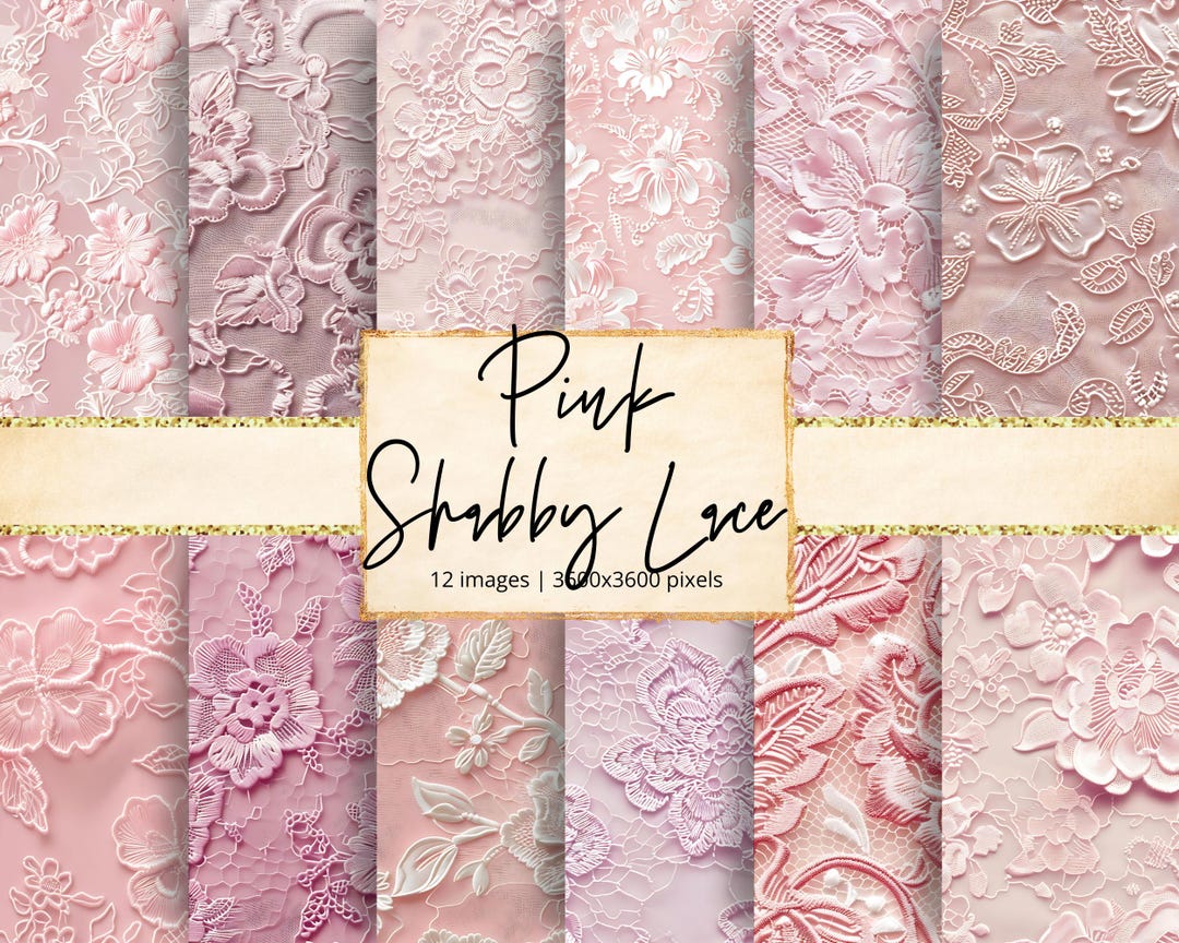 Pink Shabby Lace Digital Paper, Shabby Chic, Antique Vintage Elegant ...