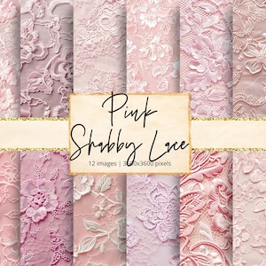 Pink Shabby Lace Digital Paper, Shabby Chic, Antique Vintage Elegant ...