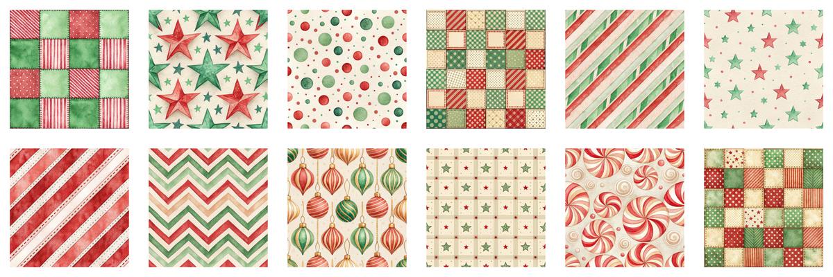 Christmas Digital Paper, Red, Green, Retro, Midcentury, Holiday ...
