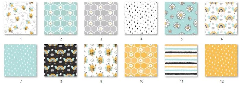 Bees Digital Paper, Honey Bee, Yellow, Blue, Floral, Flowers, Pollen ...
