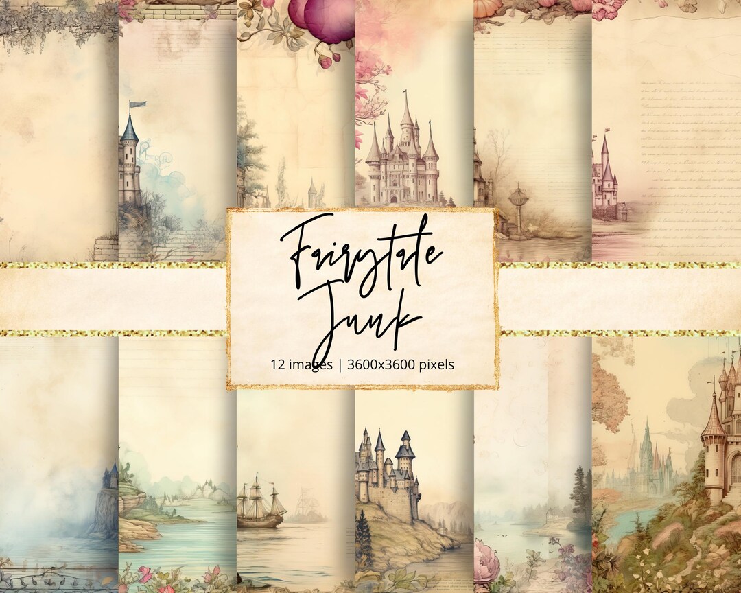 Fairytale Junk Digital Paper, Magic, Princess, Castles, Fairy Kingdom ...