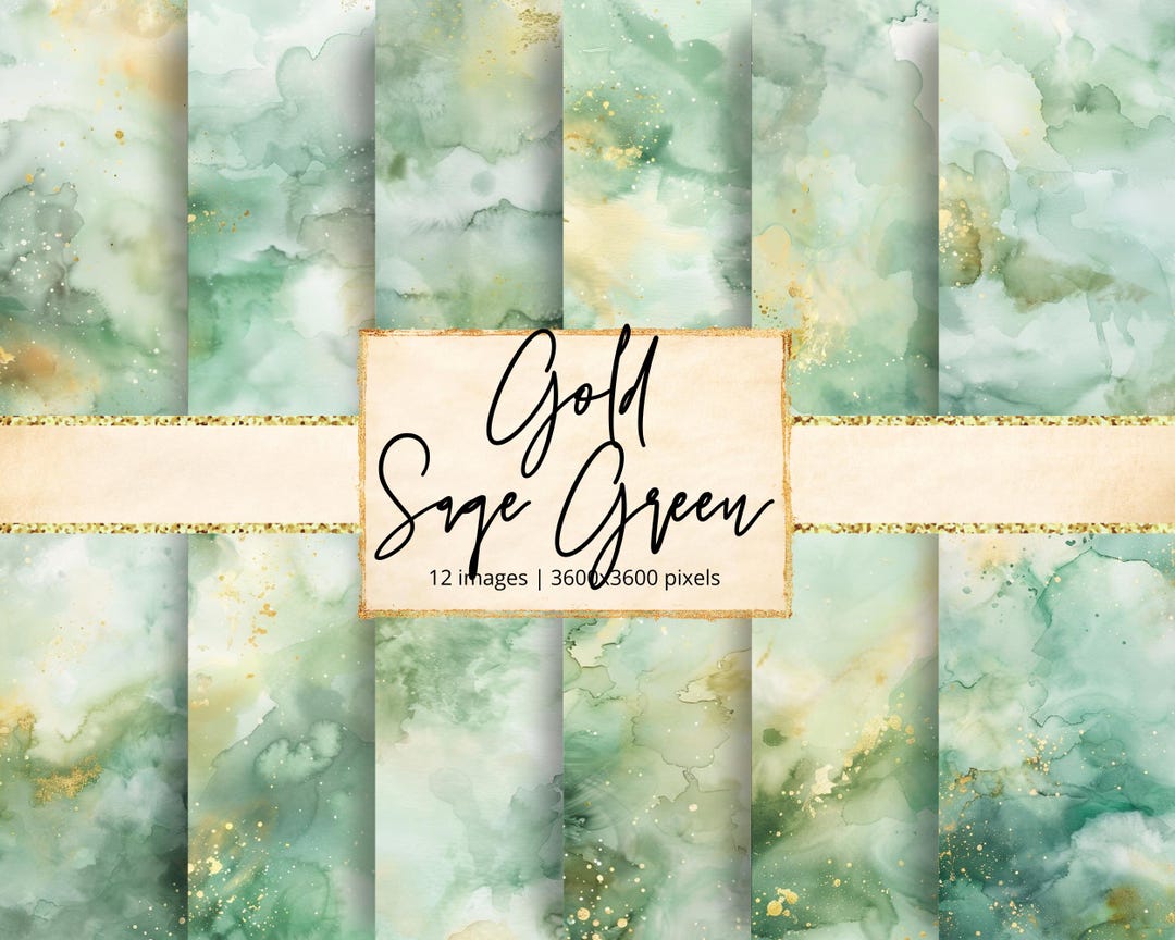 Gold Sage Green Digital Paper, Olive, Earthy, Modern, Wedding, Foil ...