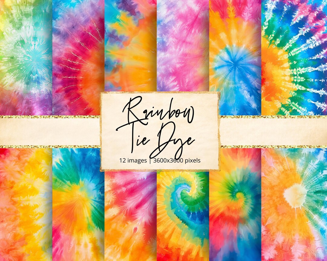 Rainbow Tie Dye Digital Paper, Watercolor Rainbow, Hippie Texture ...