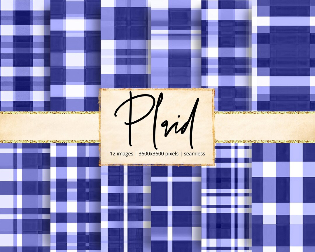 Blue Plaid Digital Paper, Tartan, Checkered, Buffalo Check, Gingham ...