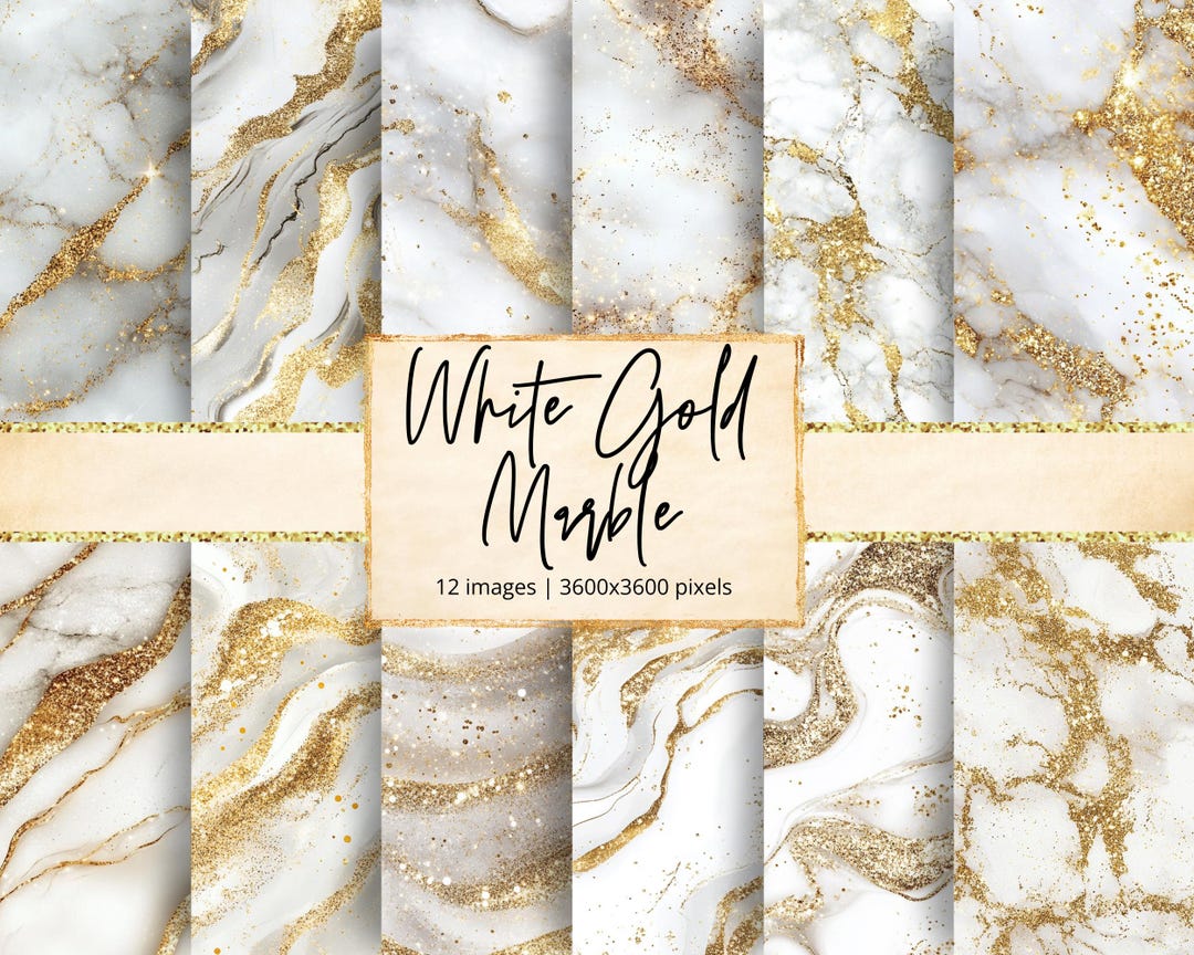 White Gold Marble Digital Paper, White Gold Textures, White Gold Foils ...