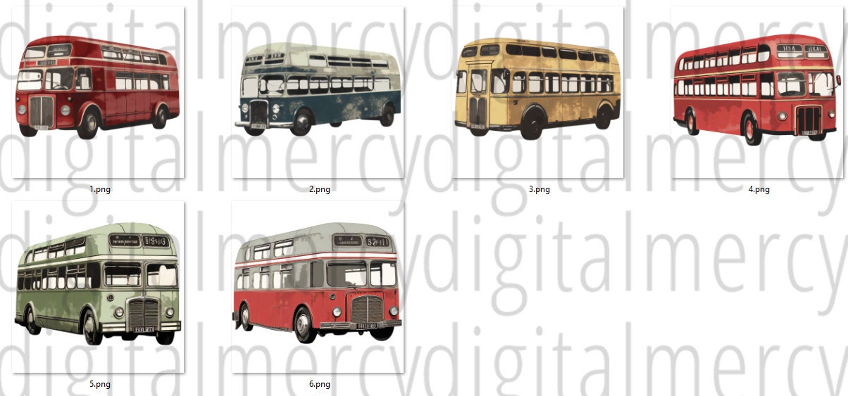 Watercolor Vintage Bus Clipart, Buses, Transporation, Vehicle, PNG ...