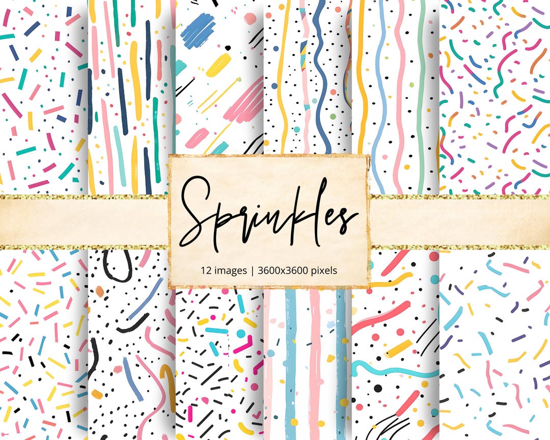 Sprinkles Digital Paper, Toppings, Confetti, Sweet, Candy, Cake, Ice ...