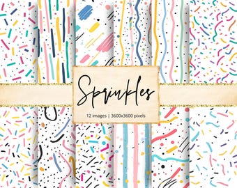 Sprinkles Digital Paper, Toppings, Confetti, Sweet, Candy, Cake, Ice ...
