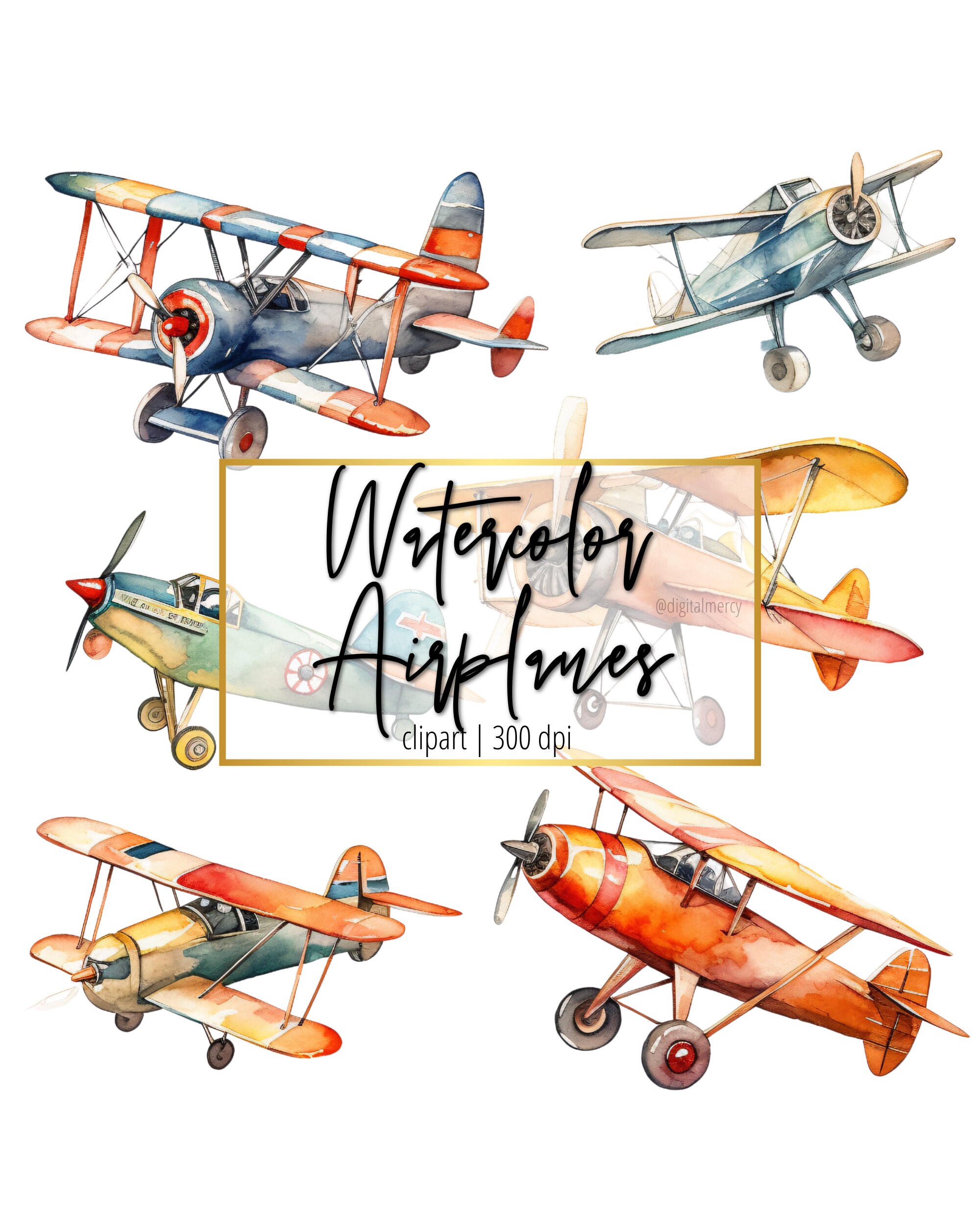 Watercolor Airplanes Clipart, Aviation, Travel, Flying, Planes, PNG ...