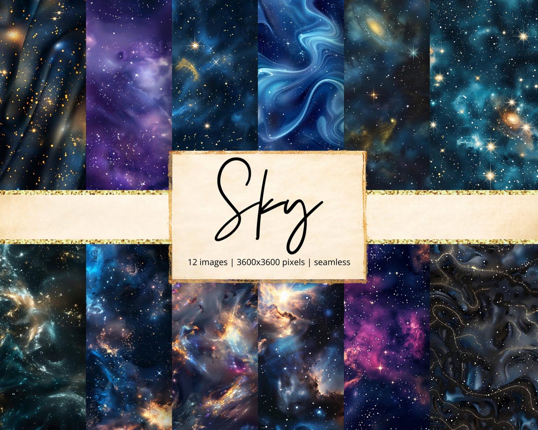 Sky Digital Paper, Clouds, Night, Celestial, Galaxy, Stars, Space ...
