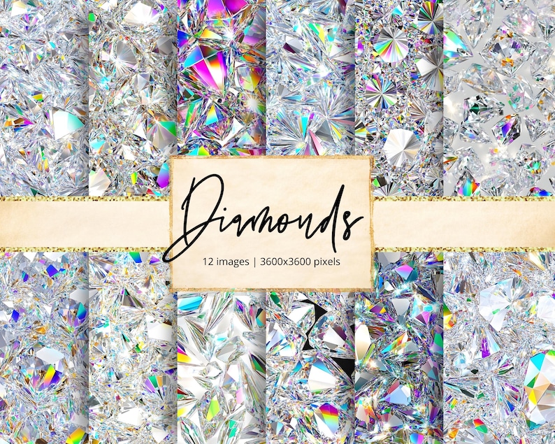 Diamond Digital Paper, Foils, Sparkle, Textures, Shine, Glitter, Luxury ...
