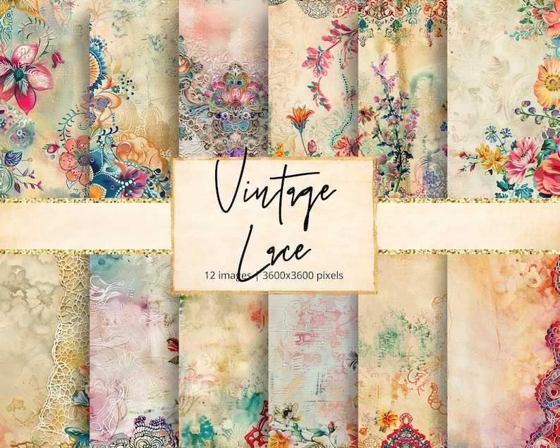 Vintage Lace Digital Paper, Antique Lace, Fabric, Ivory, French ...