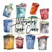 Watercolor Trash Cans Clipart, Garbage, Dustbin, Recycle, PNG, Clip Art ...