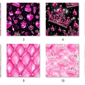 Pink Glam Crowns Digital Paper, Pink Princess, Pink Birthday, Pink ...