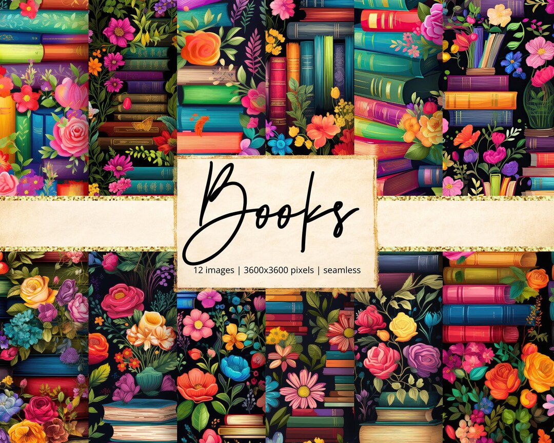 Rainbow Books Digital Paper, Library, Reading, Bookworm, Literature ...