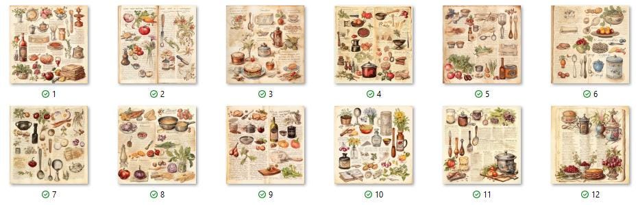 Cookbook Recipe Junk Digital Paper, Cooking Culinary, Kitchen, Food ...