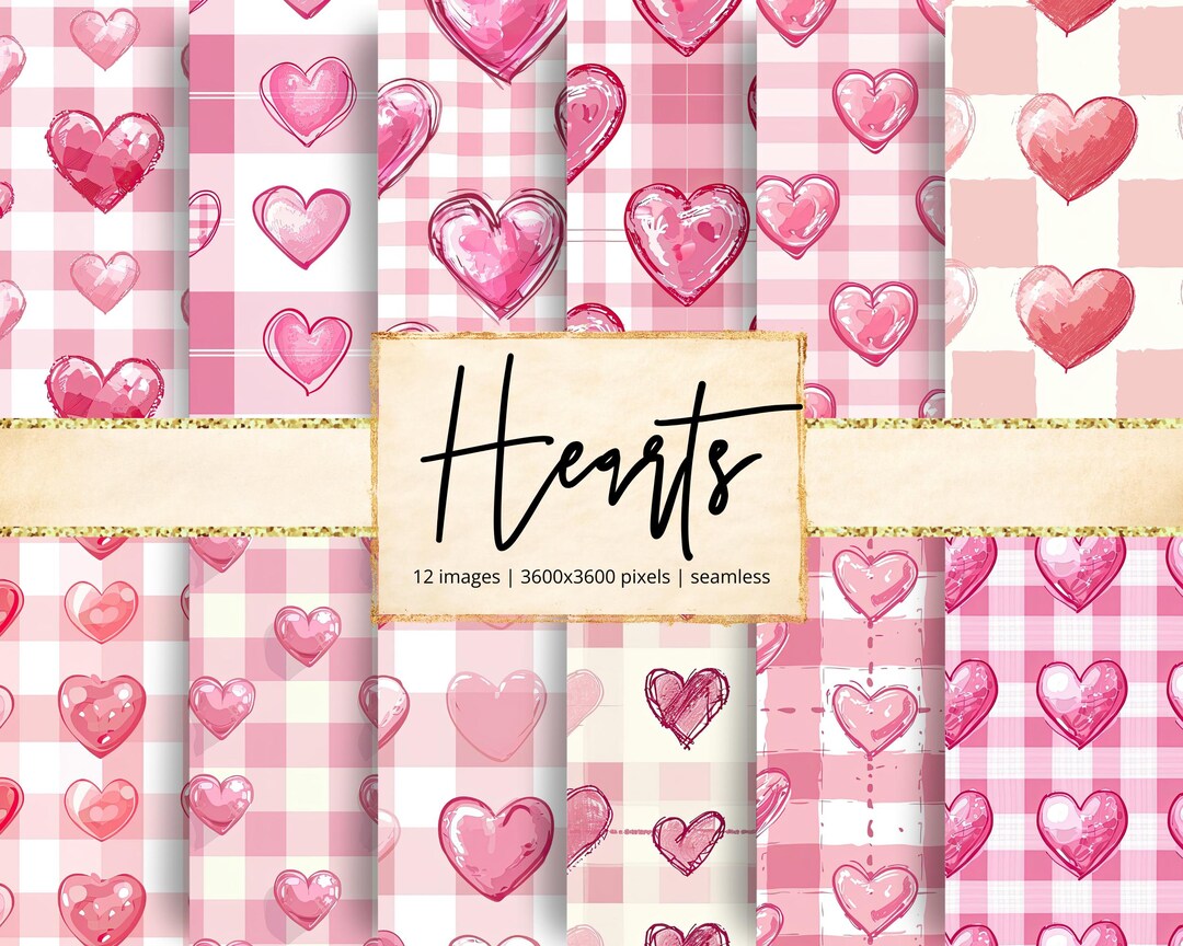 Pink Hearts Digital Paper, Love, Valentine, Romantic, Sweetheart ...