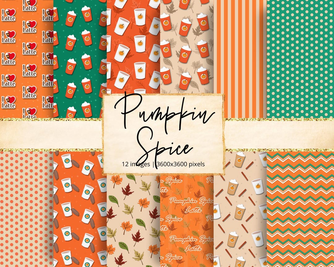 Pumpkin Spice Digital Paper, Coffee, Autumn, Cinnamon, Latte, Warm ...