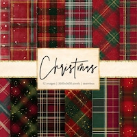 Christmas Plaid Linen Digital Paper, Rustic Holiday Scrapbook (digital ...