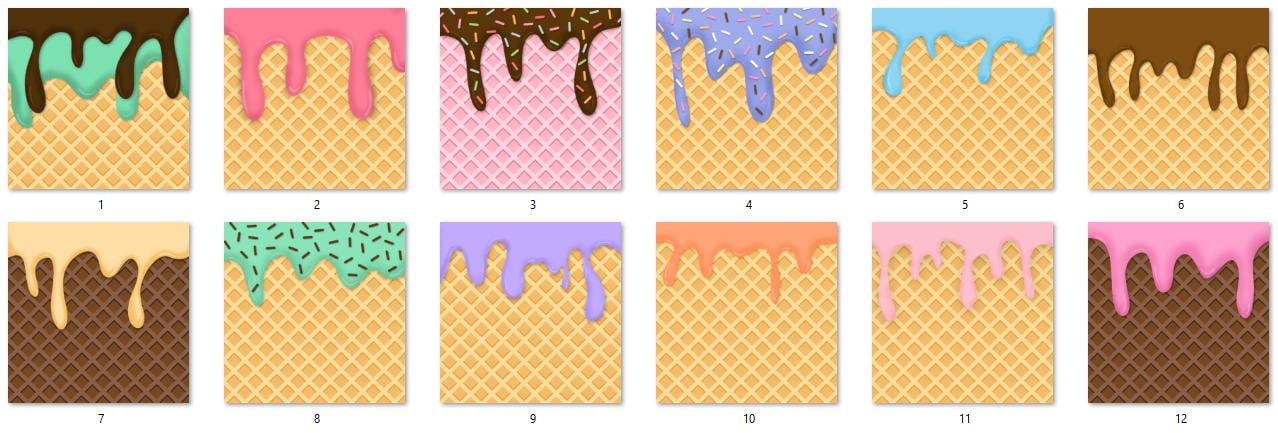 Waffle Cone Digital Paper, Chocolate, Vanilla, Strawberry, Ice Cream ...