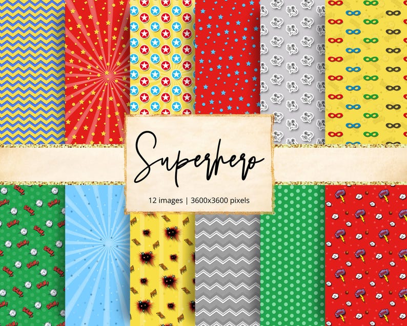 Superhero Digital Paper, Powers, Justice, Villain, Hero, Fight, Comics ...