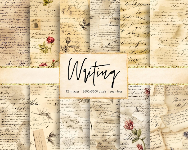 Writing Digital Paper, Handwriting, Script, Calligraphy, Old, Vintage ...