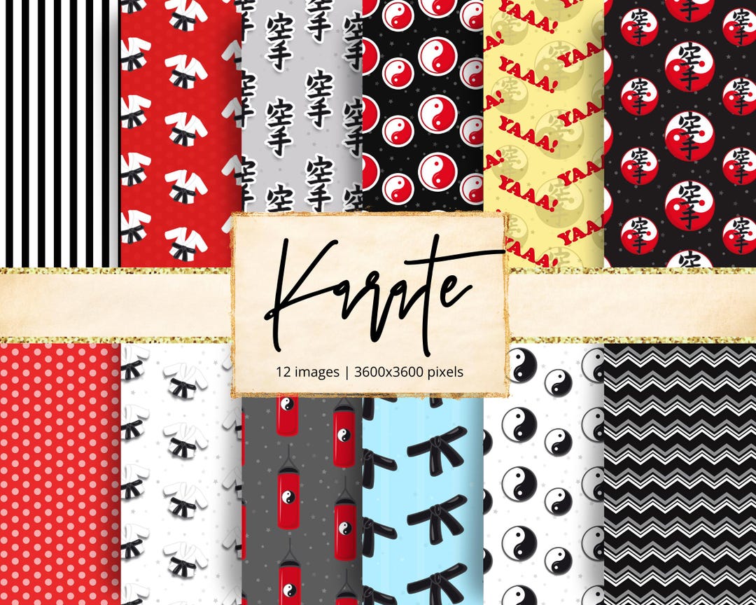 Karate Digital Paper, Martial Arts, Dojo, Sensei, Japanese, Sports ...