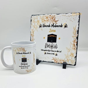 Personalized Umrah Mubarak Slate & Mug Set: Islamic Pilgrimage Gift ...