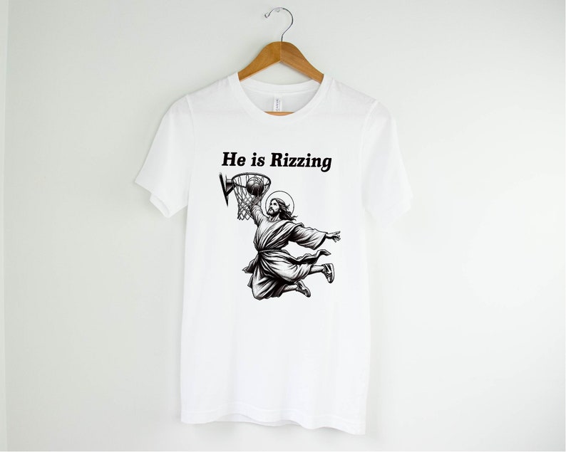 He is Rizzing Basketball Tee: Hilarious Easter Christian Shirt | March ...